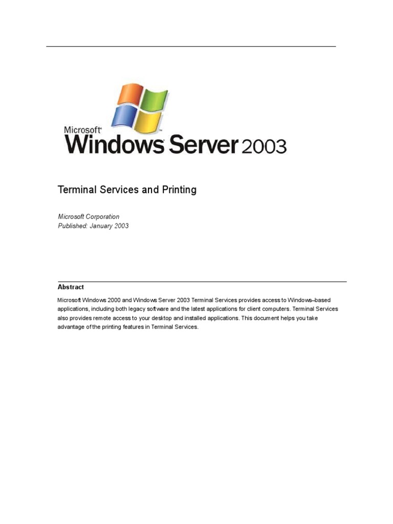 TSPrint | PDF | Remote Desktop Services | Computer Terminal