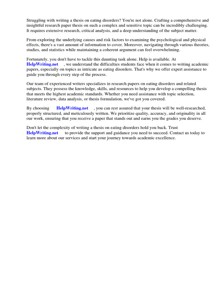 Research Paper Thesis On Eating Disorders | PDF