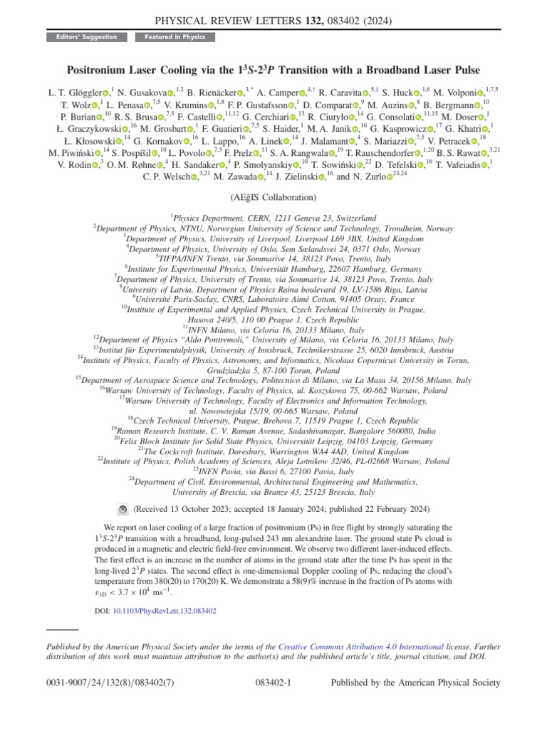 PhysRevLett 132 083402 | PDF | Physical Sciences | Physics