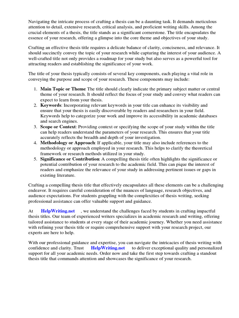 Parts of A Thesis Title | Download Free PDF | Thesis | Methodology