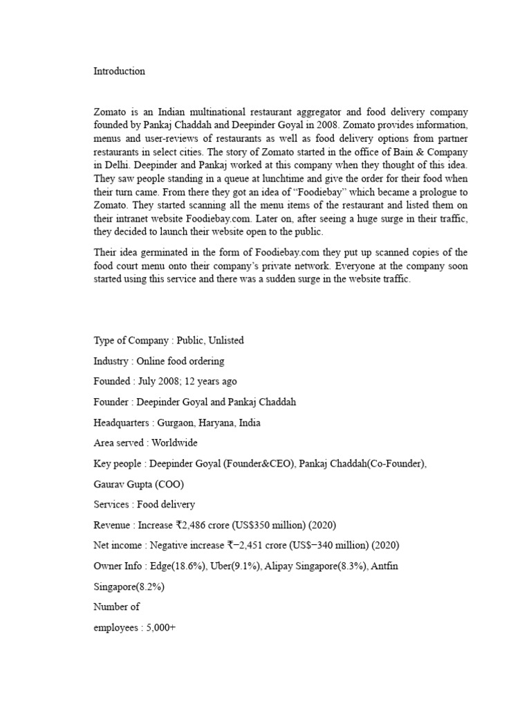 Zomato | PDF | Swot Analysis | Pricing