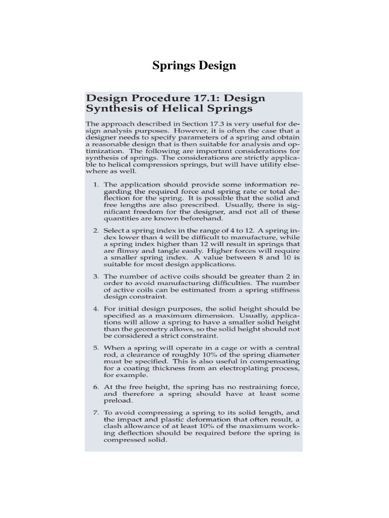 Springs Data Sheet (Modified) | PDF