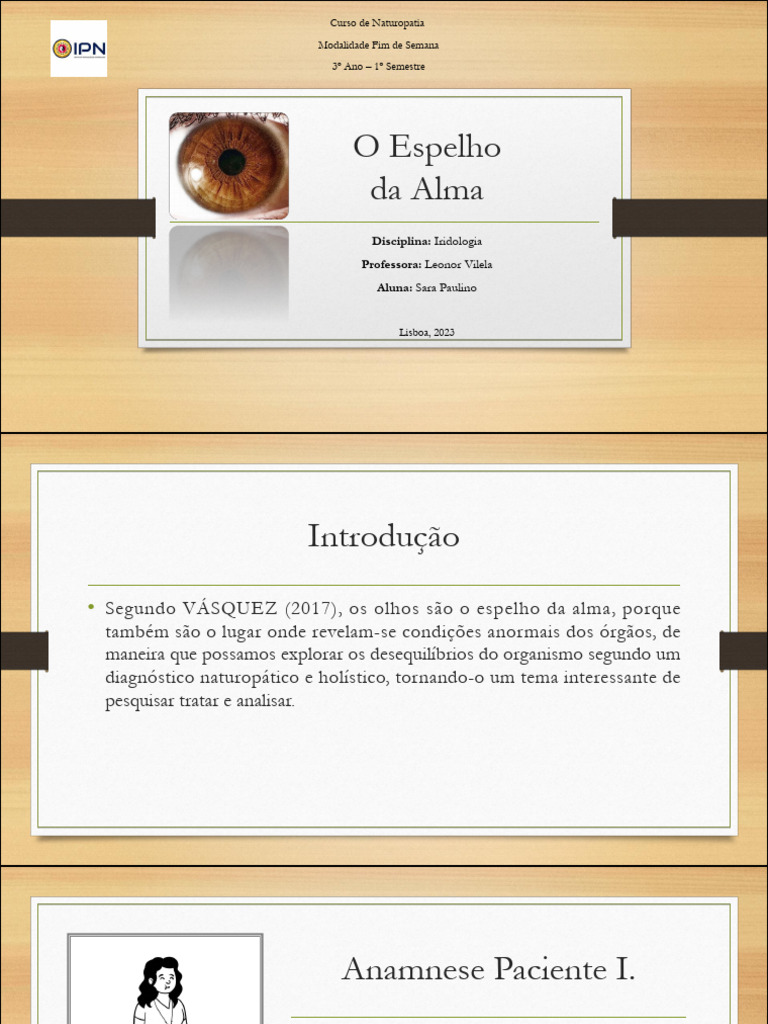 Caso Clinico Iridologia - Sara Paulino - 3º Ano Naturopatia Fds - PPT | PDF