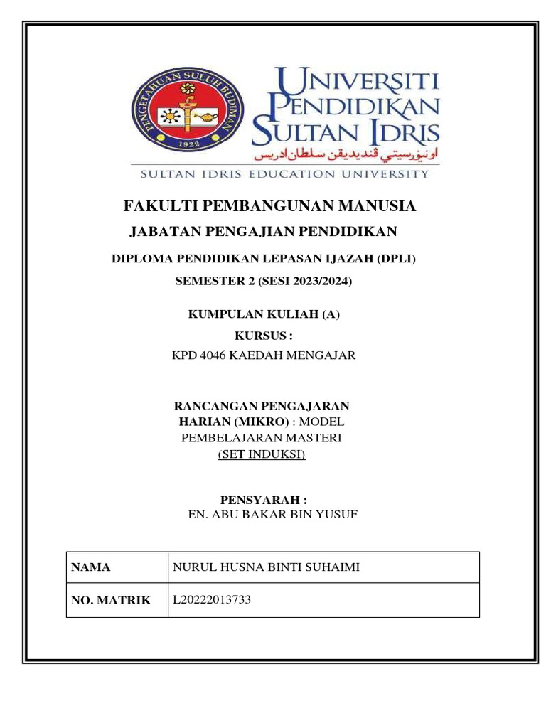 RPH Mikro (Set Induksi) - Nurul Husna Suhaimi | PDF