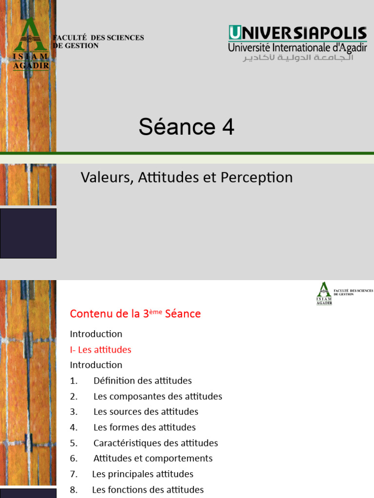 SÃ©ance 5 Valeurs Et Attitudes | PDF