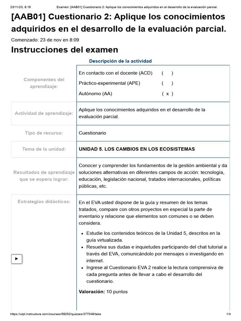 Examen - (AAB01) Cuestionario 2 - Aplique Los Conocimientos Adquiridos en El Desarrollo de La ...