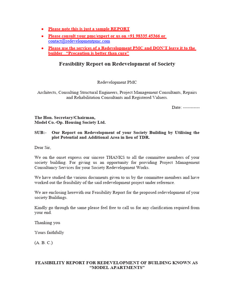 Redevelopment-Feasibility-Report | PDF | Gross Income | Net Income