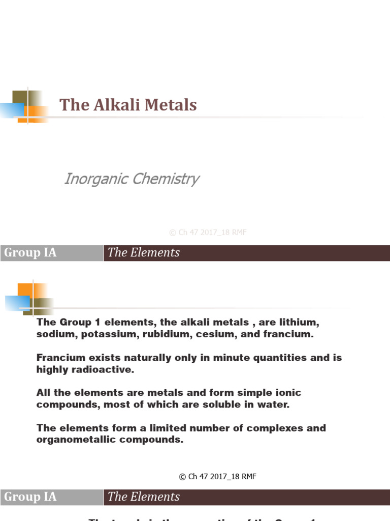 Lecture 9 10 Alkali Metals Alkaline Earth | PDF