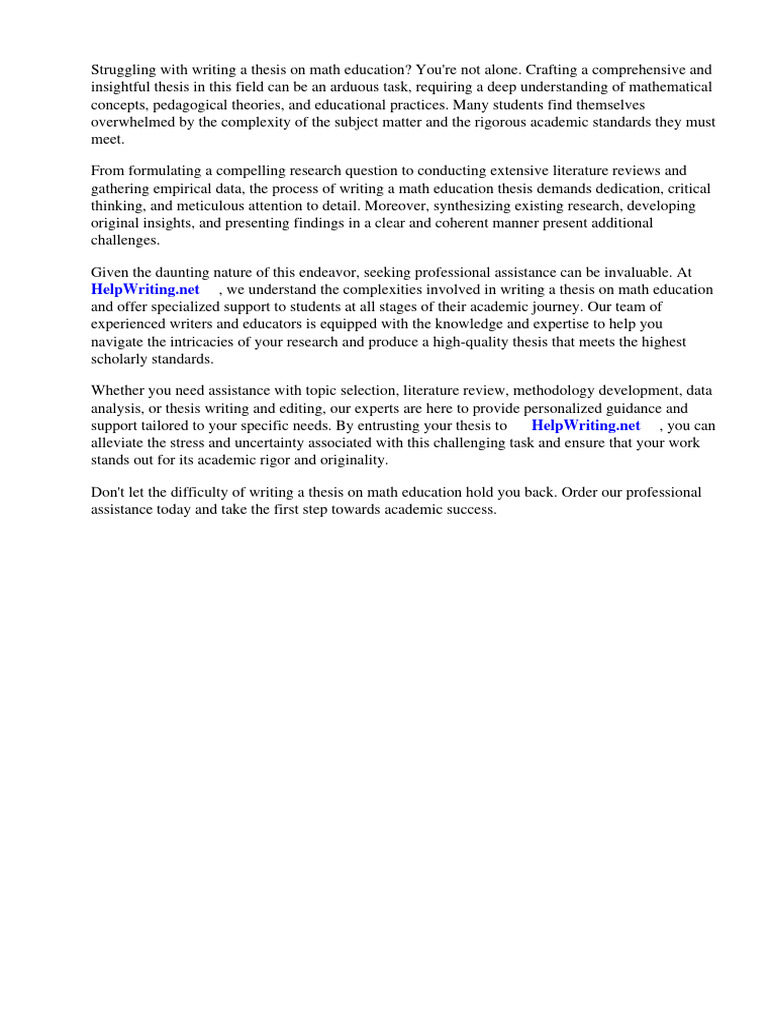 Math Education Thesis Ideas | PDF
