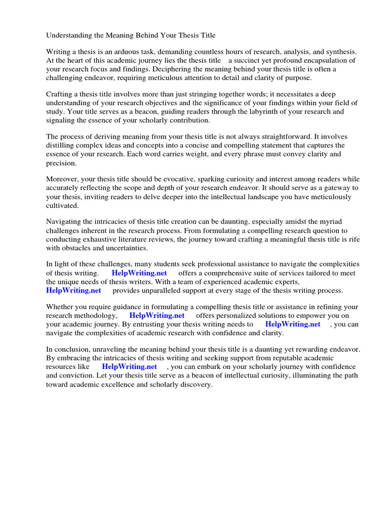 Thesis Title Meaning | PDF | Thesis