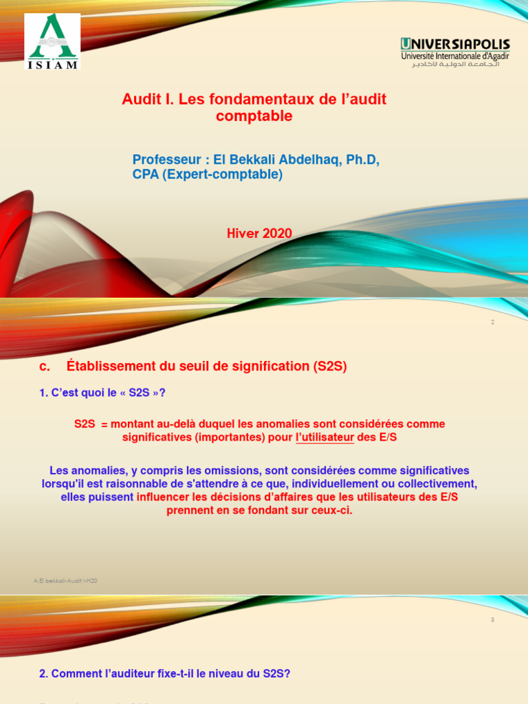 Audit S5 : Seuil de Signification | PDF
