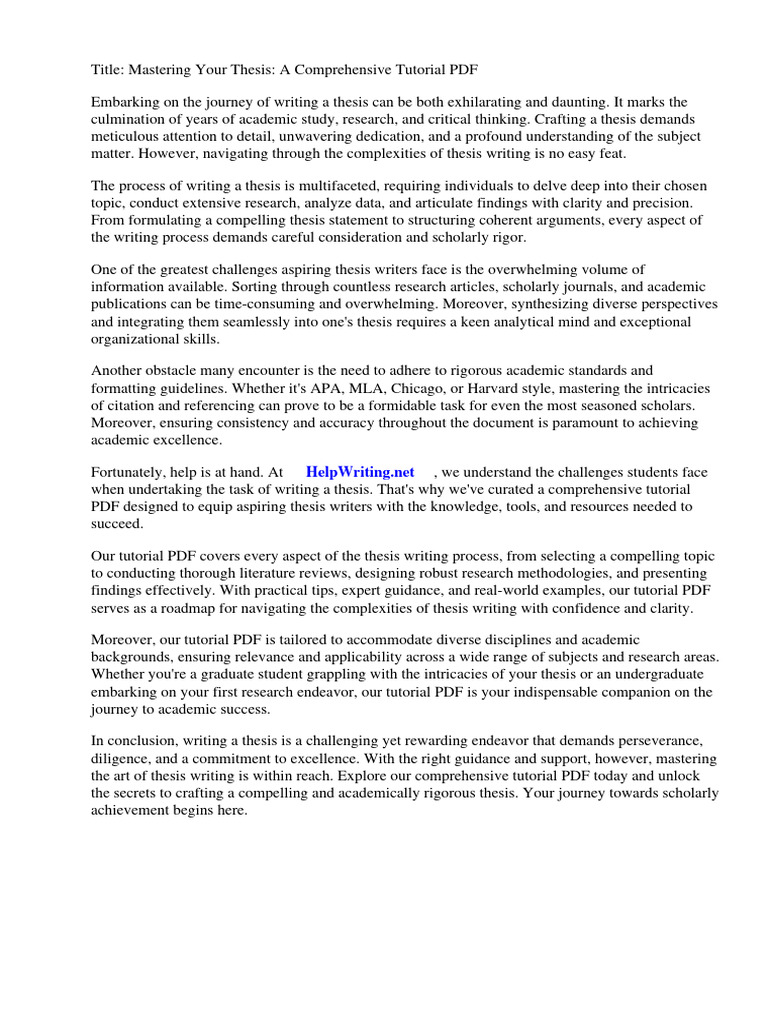 Thesis Tutorial PDF | PDF