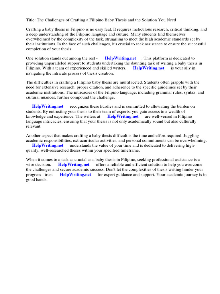 Sample Baby Thesis in Filipino | PDF | Tagalog Language | Thesis