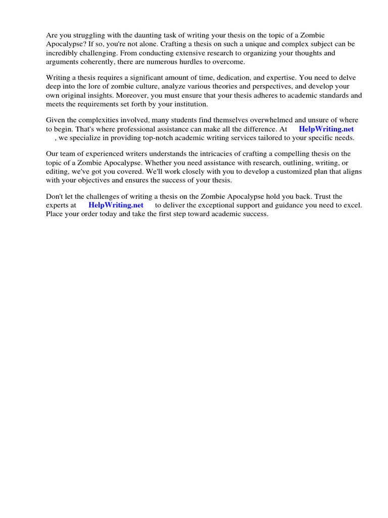 Zombie Apocalypse Thesis | Download Free PDF | Zombies | Thesis