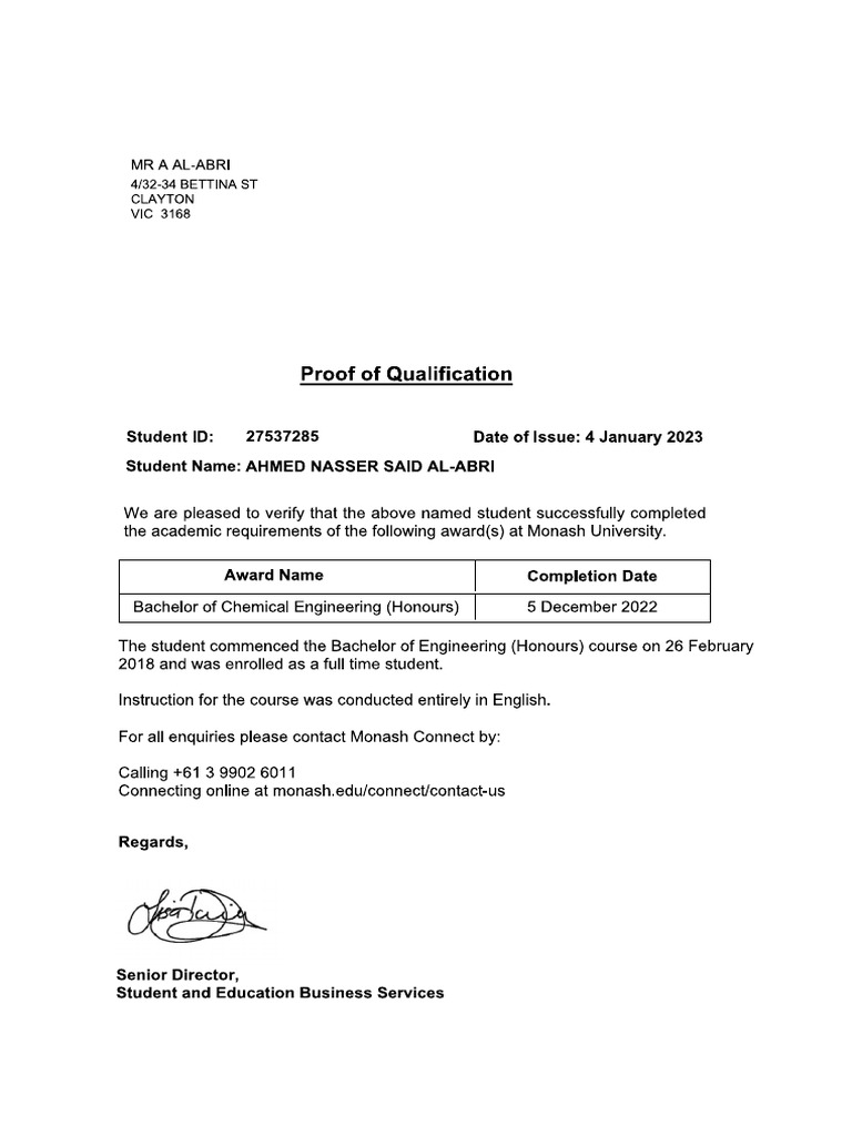 Proof of Qualification | PDF