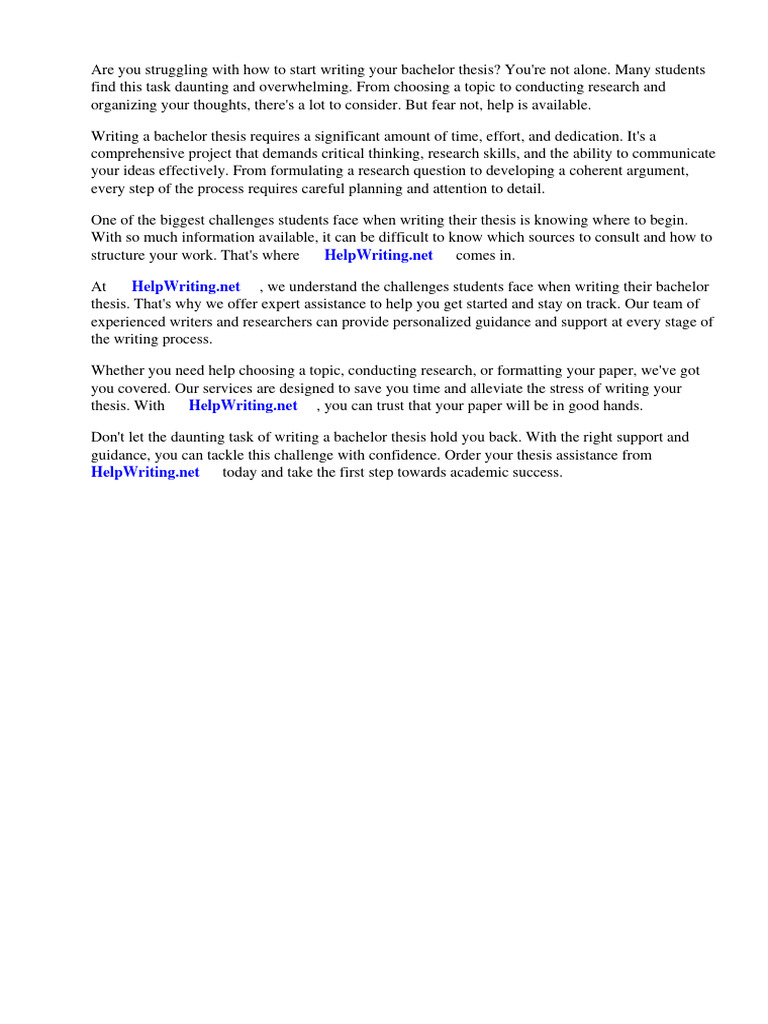 How To Start Writing A Bachelor Thesis | PDF | Thesis | Thought