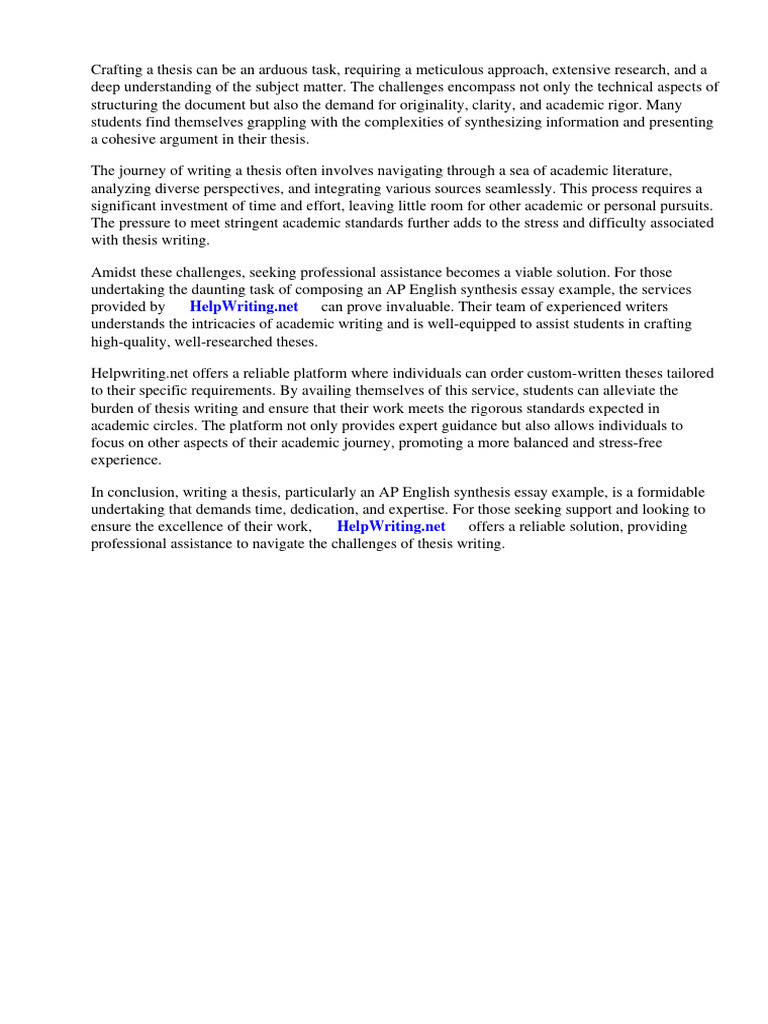 AP English Synthesis Essay Example | PDF | Essays | Apa Style