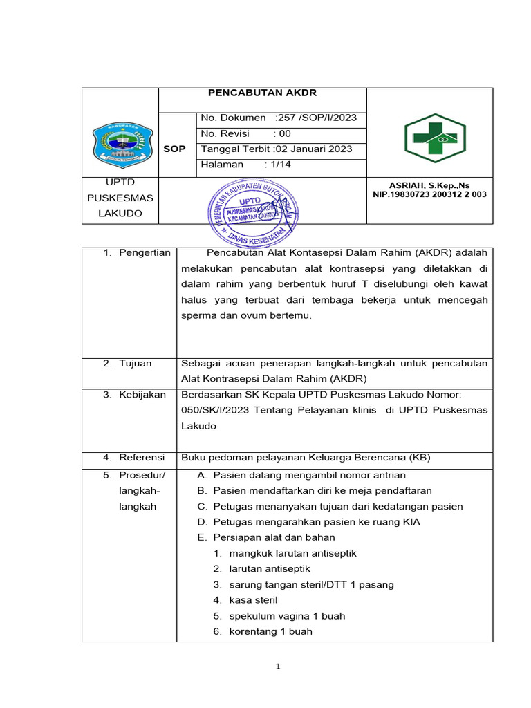 Sop Pencabutan Akdr | PDF