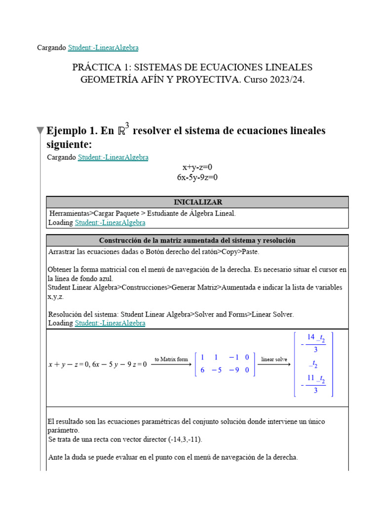23 - 24 PracticaMaple1Enunciado Sistemas Ec Lineales - MW 4 | PDF
