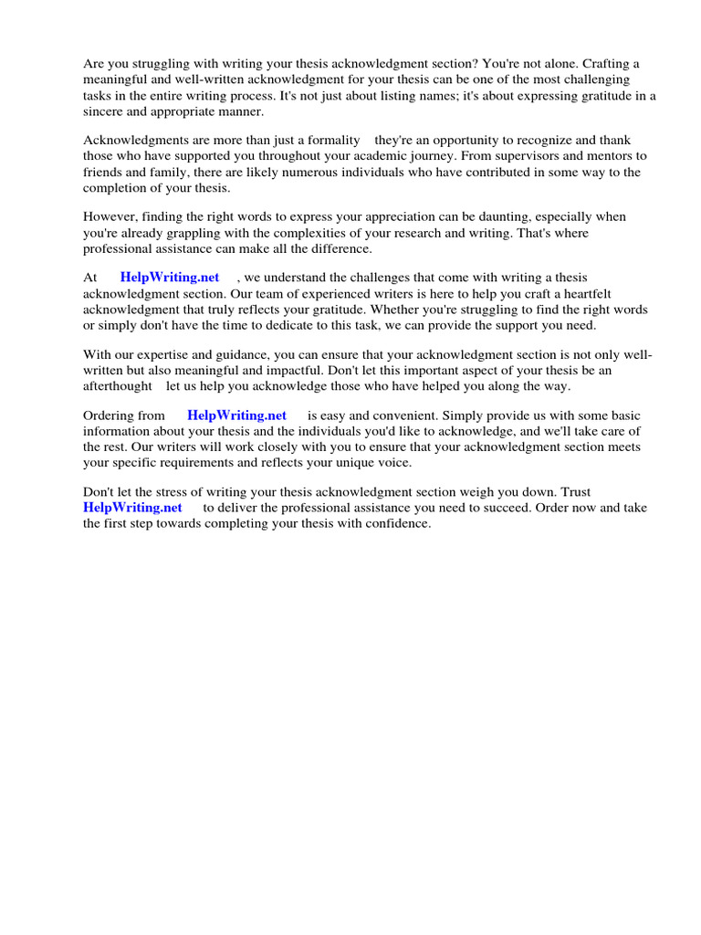 Acknowledgement of Thesis Examples | Download Free PDF | Thesis | Books