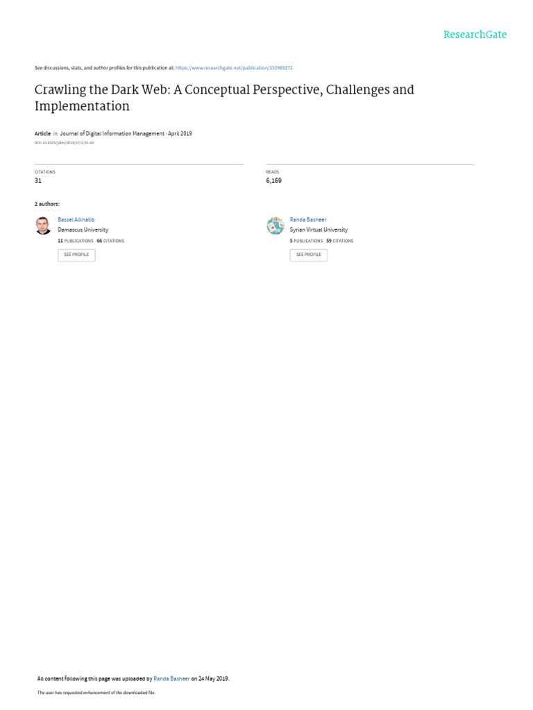 Crawling The Dark Web A Conceptual Perspective Cha | Download Free PDF | World Wide Web ...