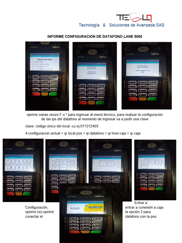 Configuración del Datafono Lane 5000 | PDF