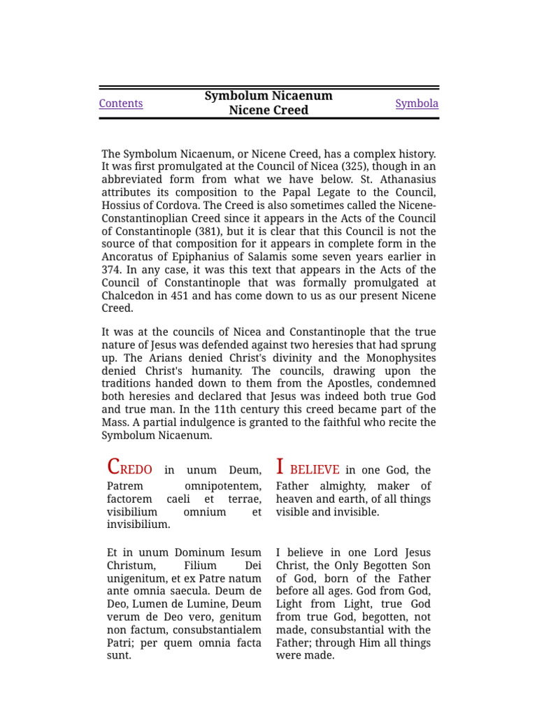 Symbolum Nicaenum | Download Free PDF | Trinitarianism | Abrahamic ...