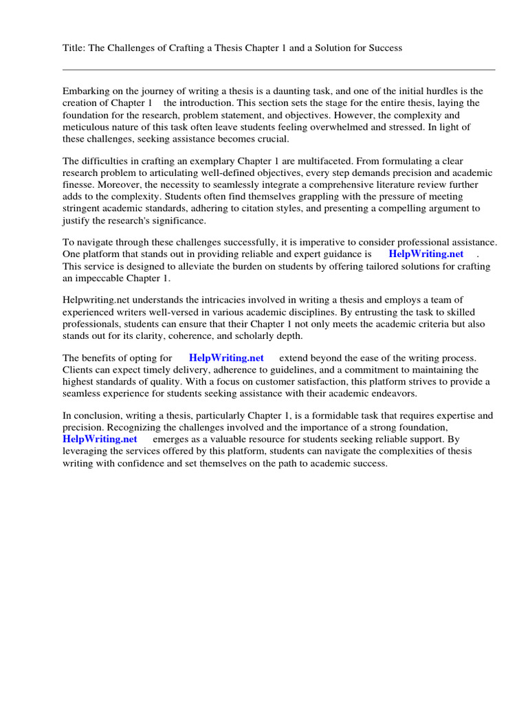 Example of A Thesis Chapter 1 | PDF | Career & Growth
