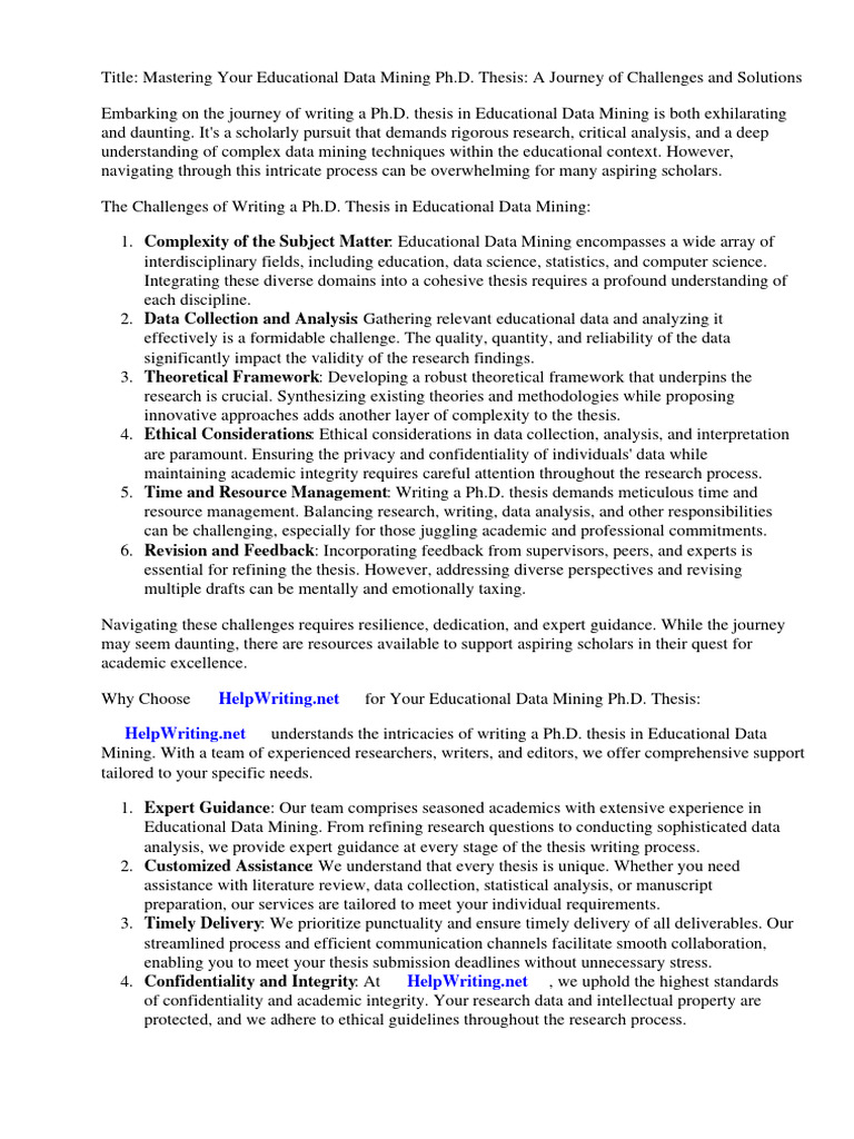 Educational Data Miningphd Thesispdf Pdf Data Mining Data