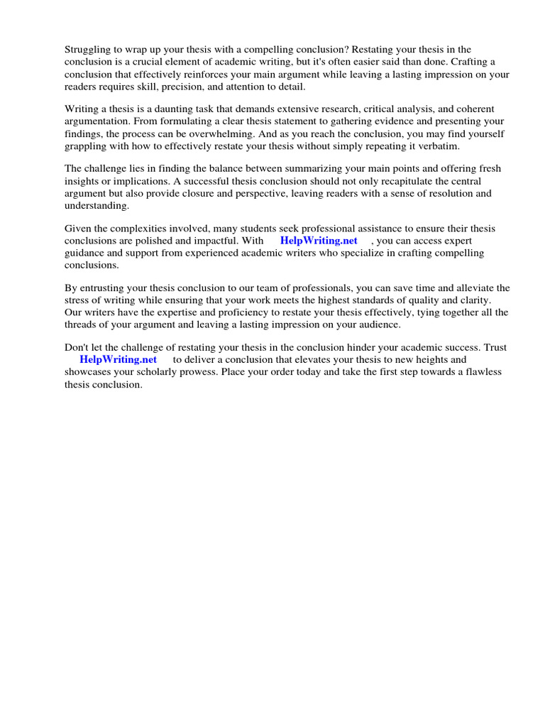 Restating Thesis in Conclusion Examples | Download Free PDF | Essays ...