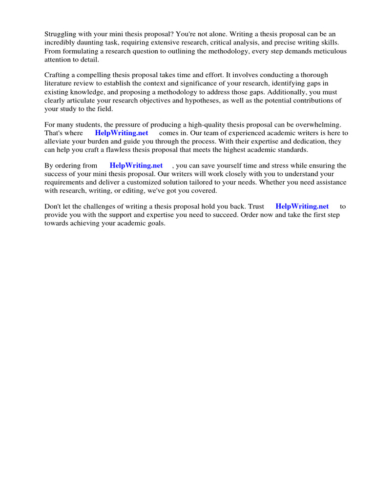 Mini Thesis Proposal | PDF | Thesis | Methodology