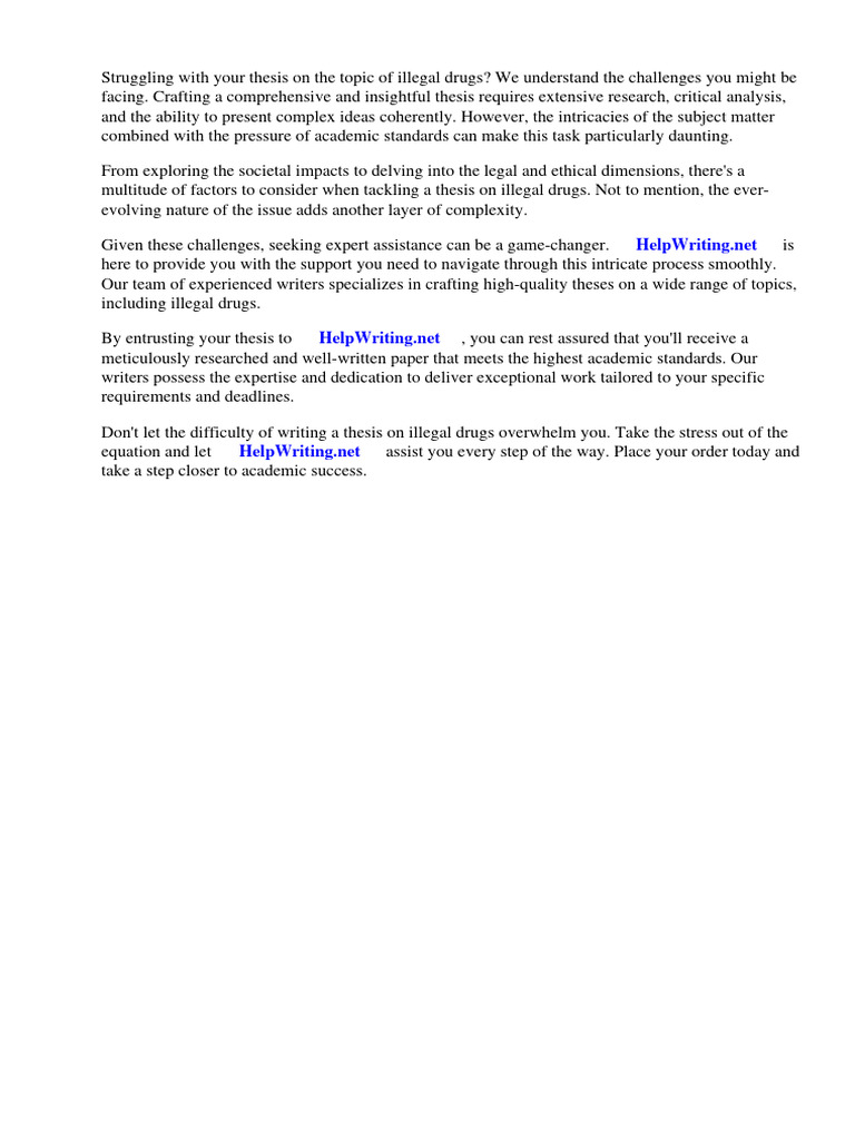 Example Thesis About Illegal Drugs | PDF