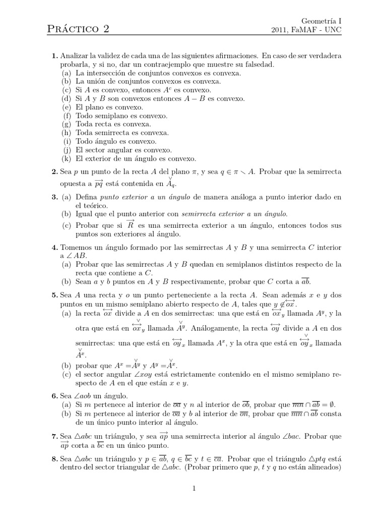 2011 Geometria1 Practico2 | Descargar gratis PDF | Línea (geometría) | Conjunto convexo