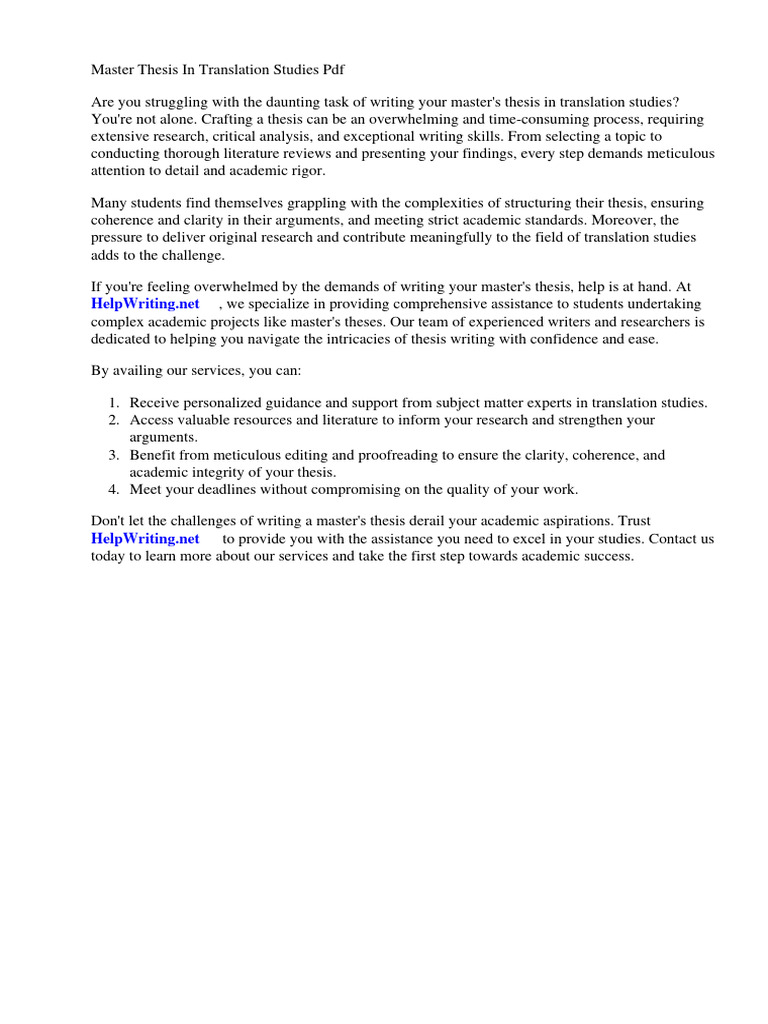 Master Thesis in Translation Studies PDF | PDF | Career & Growth