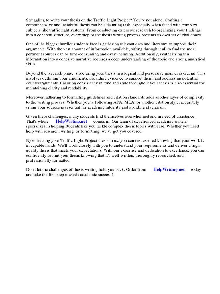 Traffic Light Project Thesis | PDF | Learning | Educational Assessment