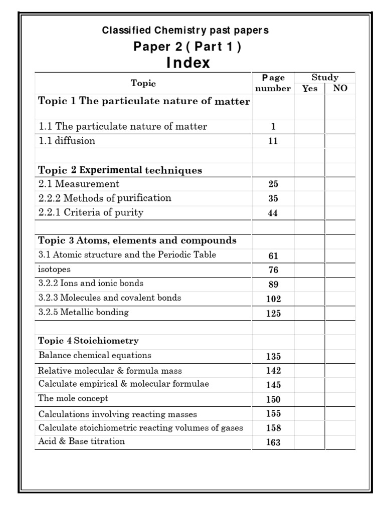IGCSE Chemistry Study Guide Topics | PDF | Chemistry | Chlorine