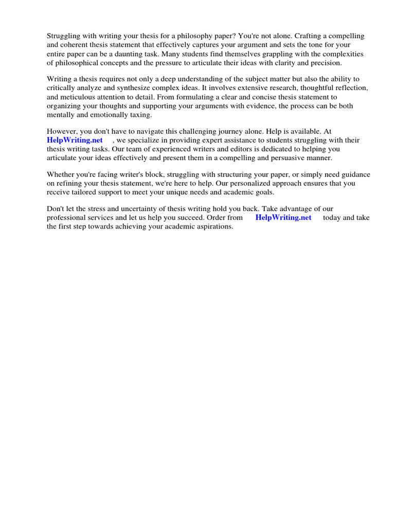 Thesis For A Philosophy Paper Examples | PDF | Essays | Idea