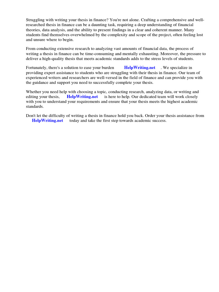 Thesis Finance PDF | Download Free PDF | Investing | Poverty