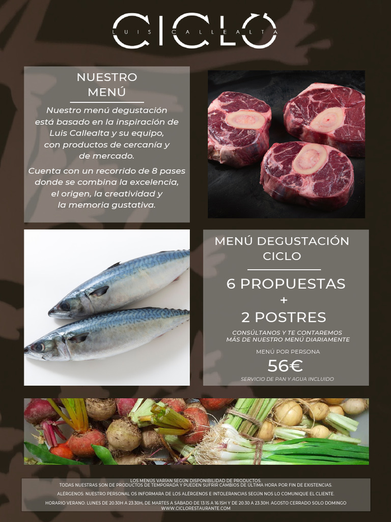 Menú Degustación Ciclo: 8 Pases Exquisitos | PDF