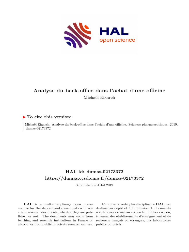 Achat d'Officine: Analyse Back-Office | PDF