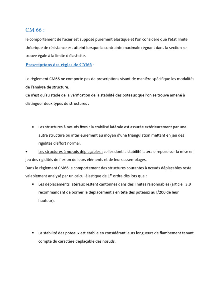 Resumé CM66 ET EUROCODE 3 | PDF