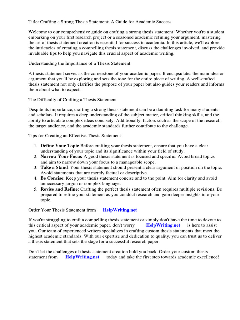 How Do i Create a Good Thesis Statement | PDF | Essays | Thesis