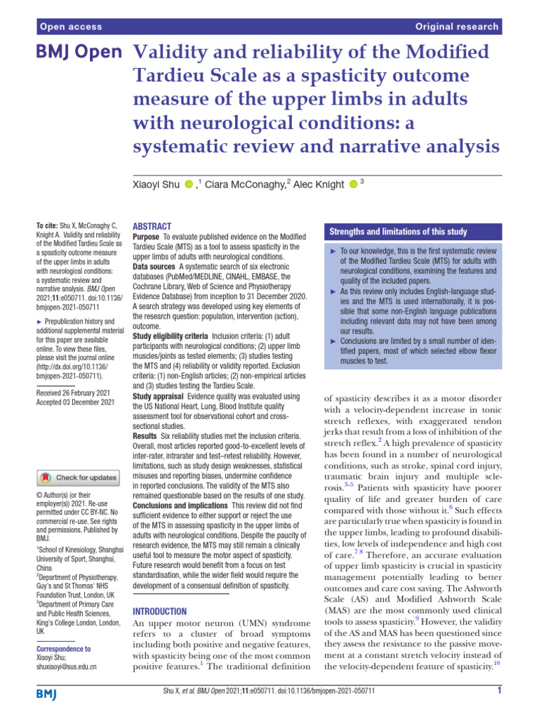 Bmjopen 2021 050711 | PDF | Systematic Review | Validity (Statistics)