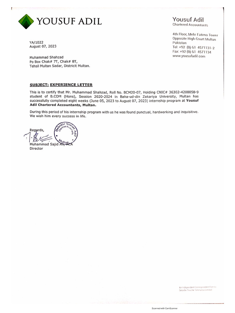 Experience Letter | PDF