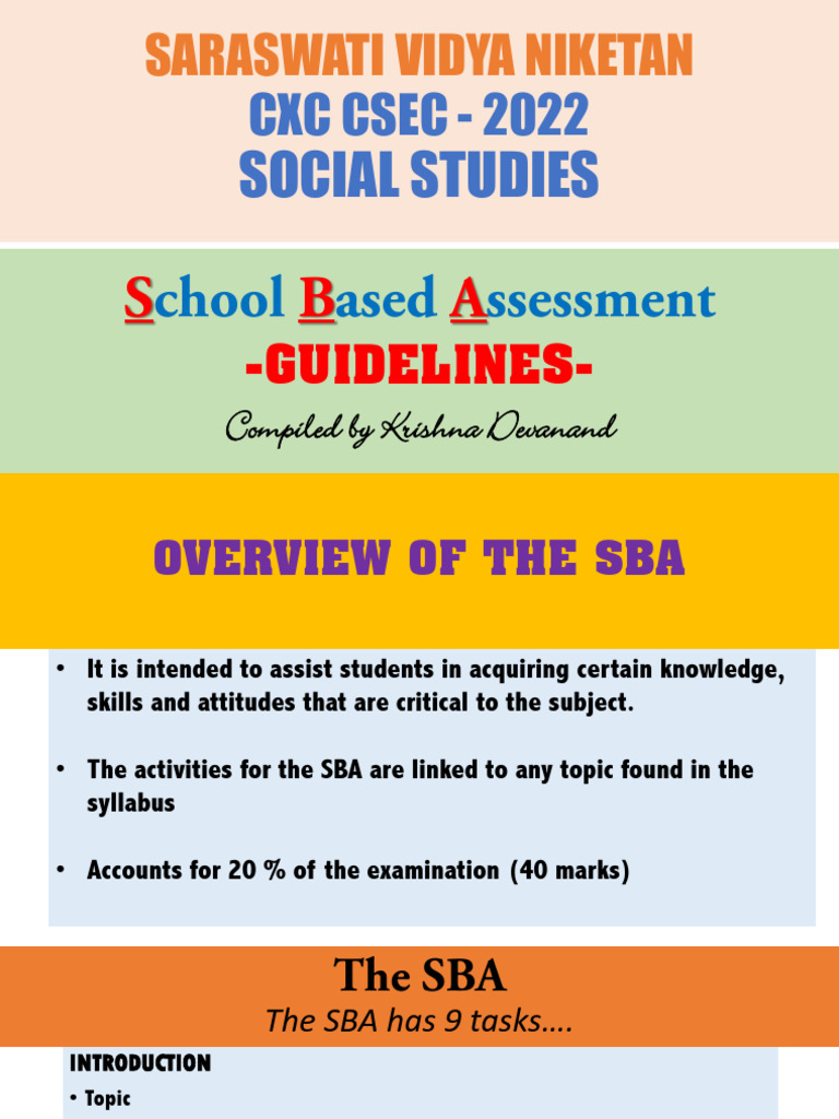 SVN 2023 SS SBA Guidelines - Intro To Task 3 | PDF | Methodology