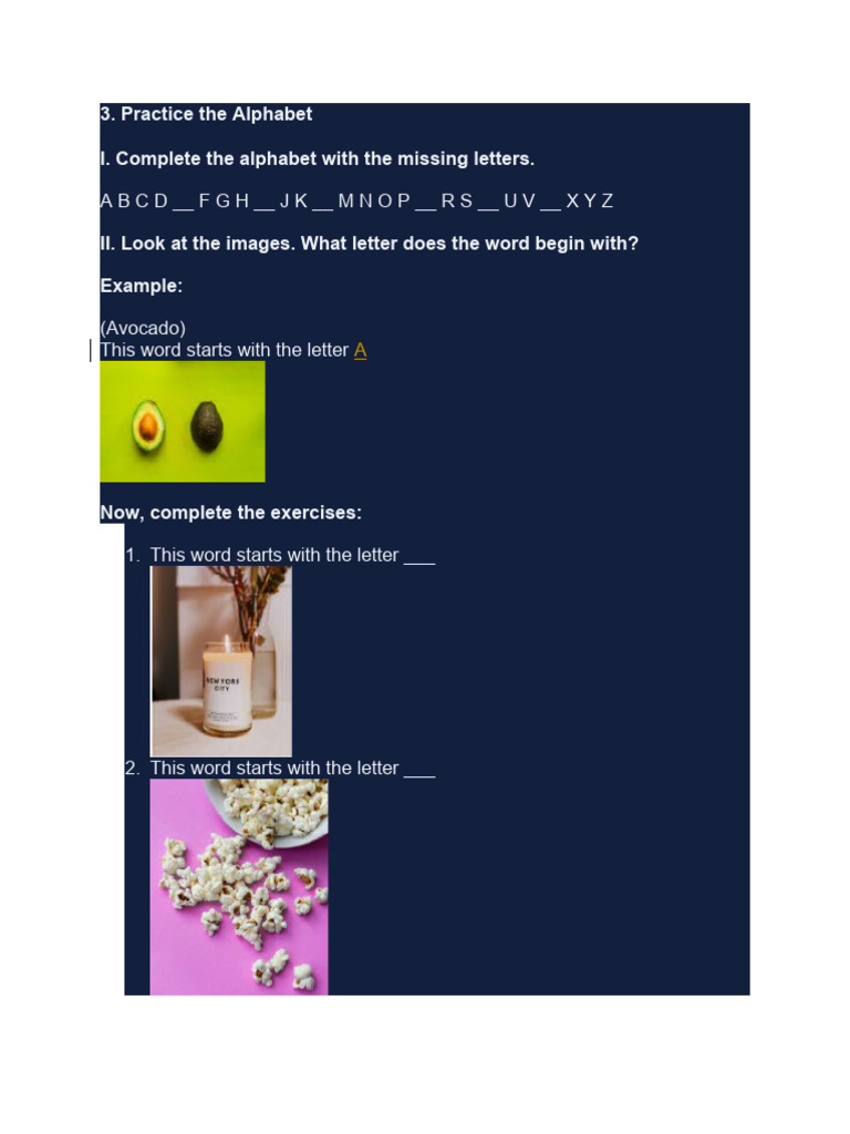 Practice Exercises 1 | PDF | Alphabet | Human Communication