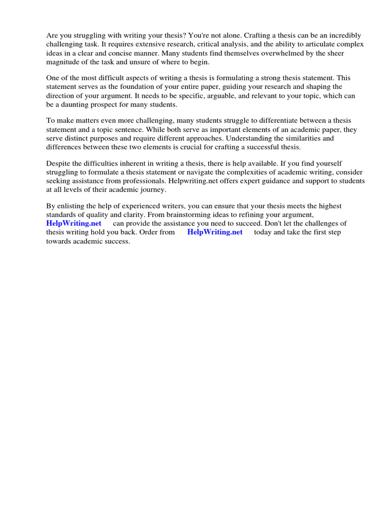 Similarities Between Topic Sentence and Thesis Statement | PDF | Essays ...