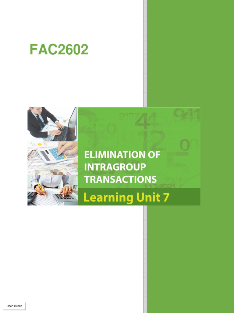 Learning Unit 7 - Elimination of Intragroup Transactions | PDF | Equity (Finance) | Debits And ...