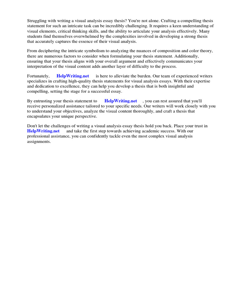 Visual Analysis Essay Thesis Help | PDF | Essays | Thesis