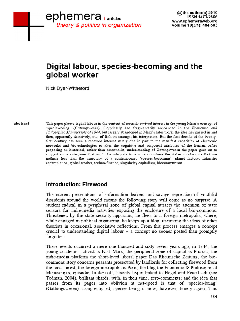 Digital Labour | PDF | Unmanned Aerial Vehicle | Marx's Theory Of ...